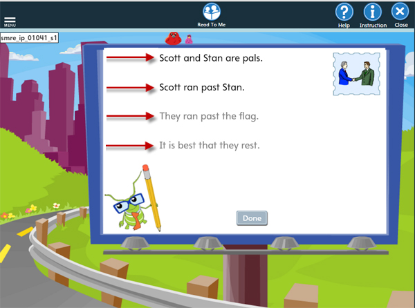 SuccessMaker: Reading Activities Navigation Information