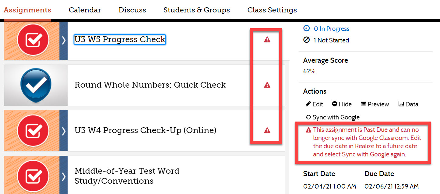 Realize: Google Classroom Sync Errors
