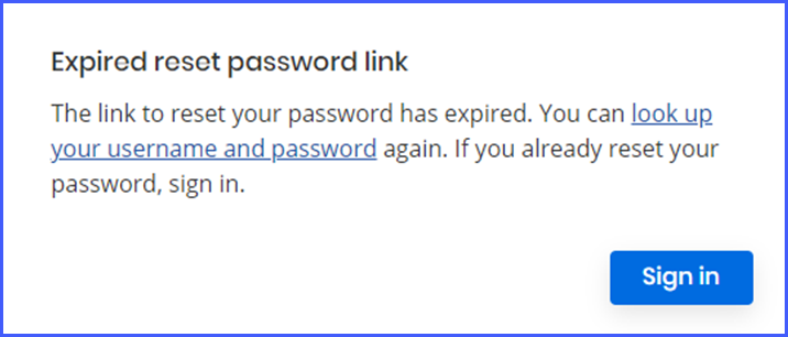 Realize: Expired reset password link