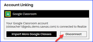 Realize: How to Disconnect Linked or Imported Classes from Google
