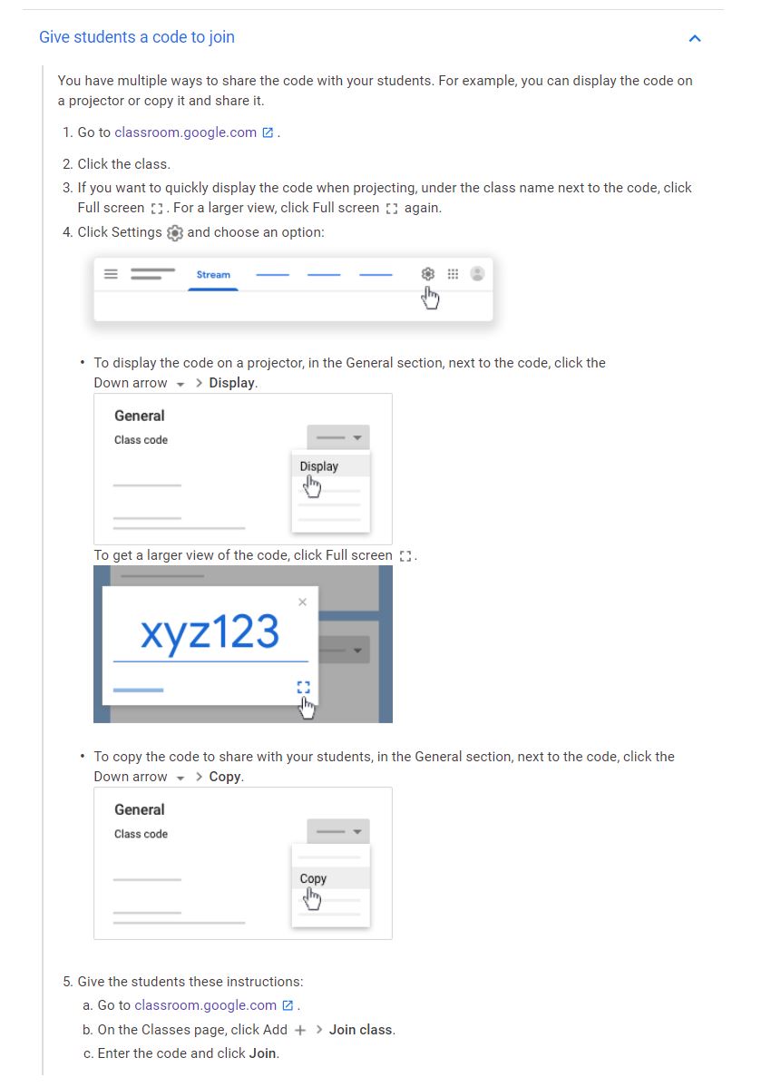 Realize: Google Classroom teacher generated class codes