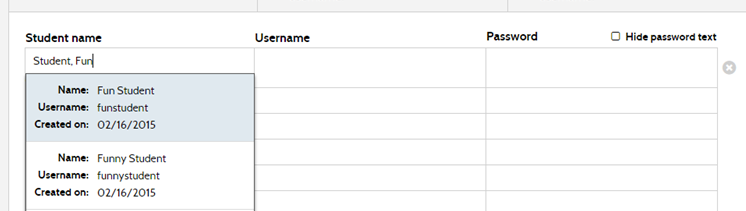 Realize: Student Name, Username, and Password Requirements