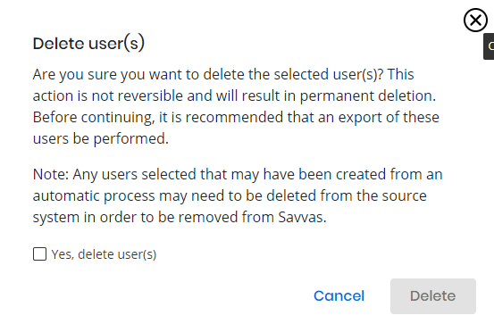 EasyBridge: Deleting Users as a Customer Admin