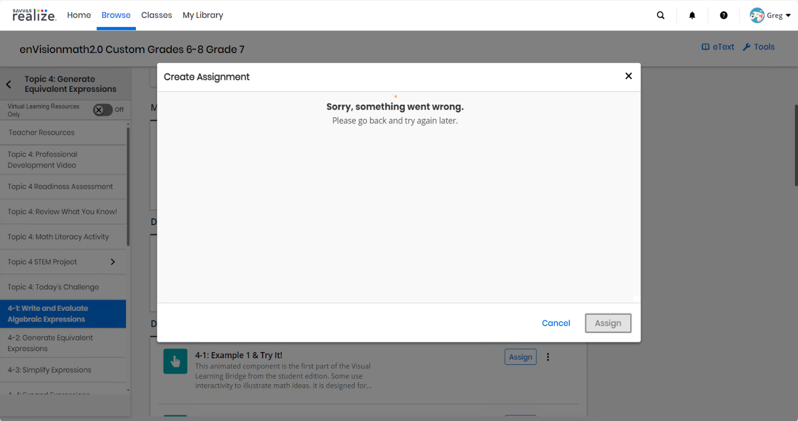 Realize: "Sorry, something went wrong" Error Message