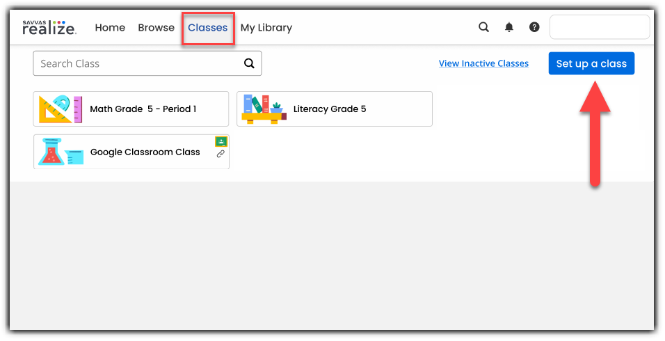 Imported Google Class Setup for SuccessMaker Programs in Realize
